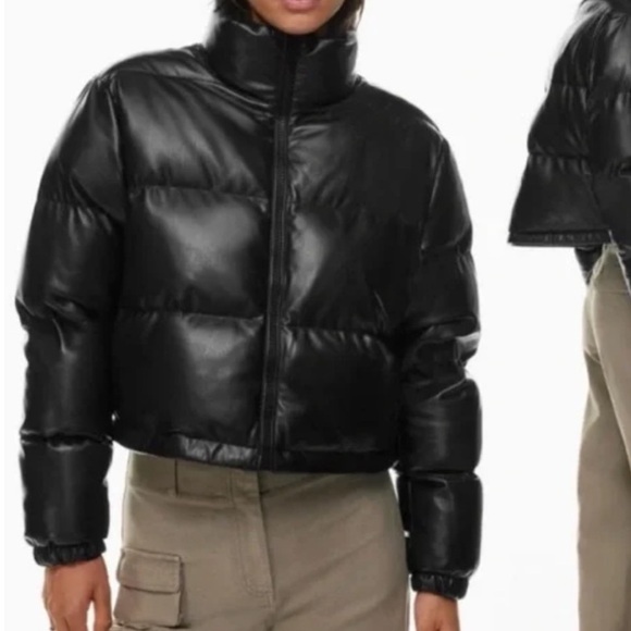 Wilfred | Jackets & Coats | Wilfred Cropped Faux Vegan Leather Puffer ...
